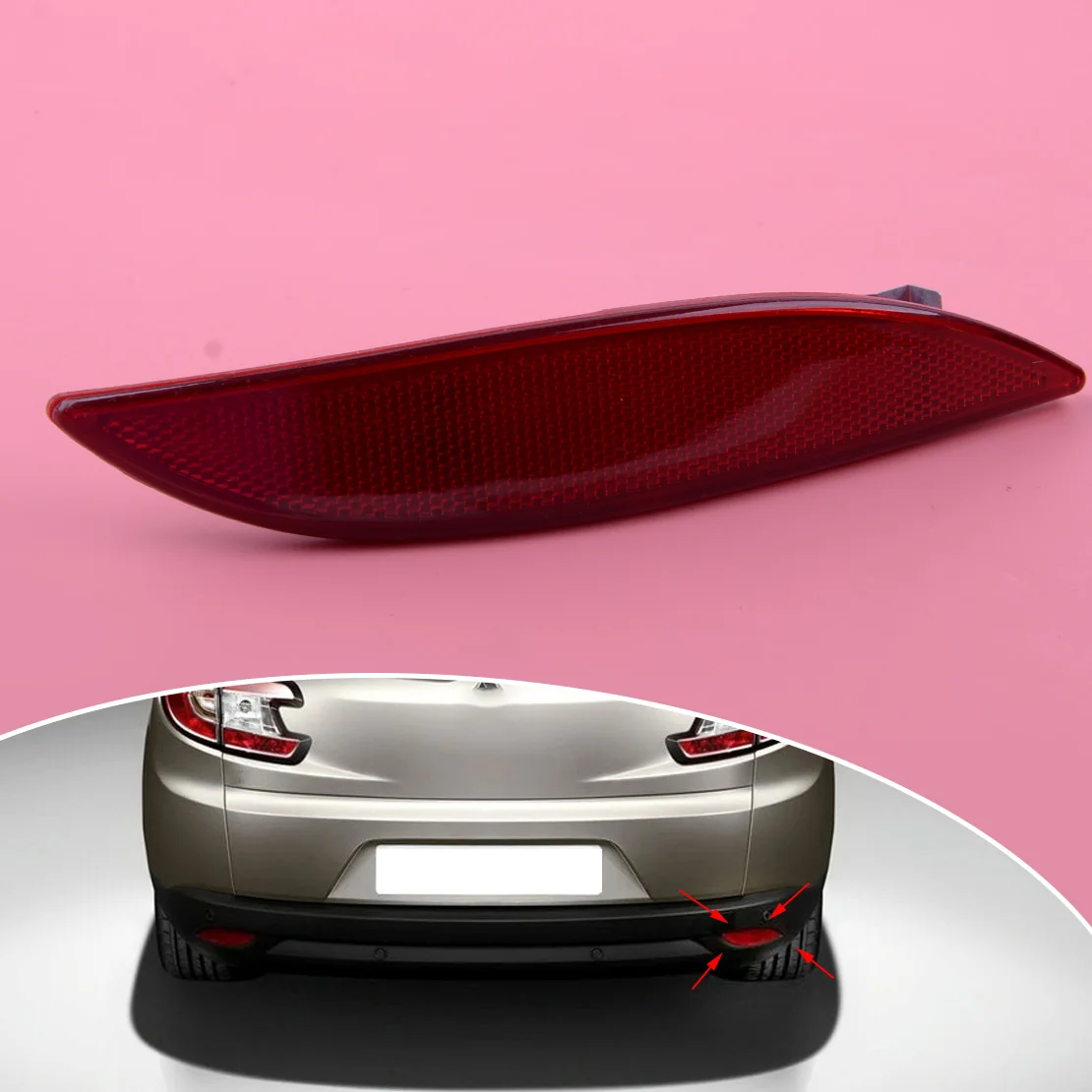 레드 우측 리어 범퍼 리플렉터 라이트 265650004R 3804, 르노 메간 클리오 MK3 2008 2010 2011 2012 ...