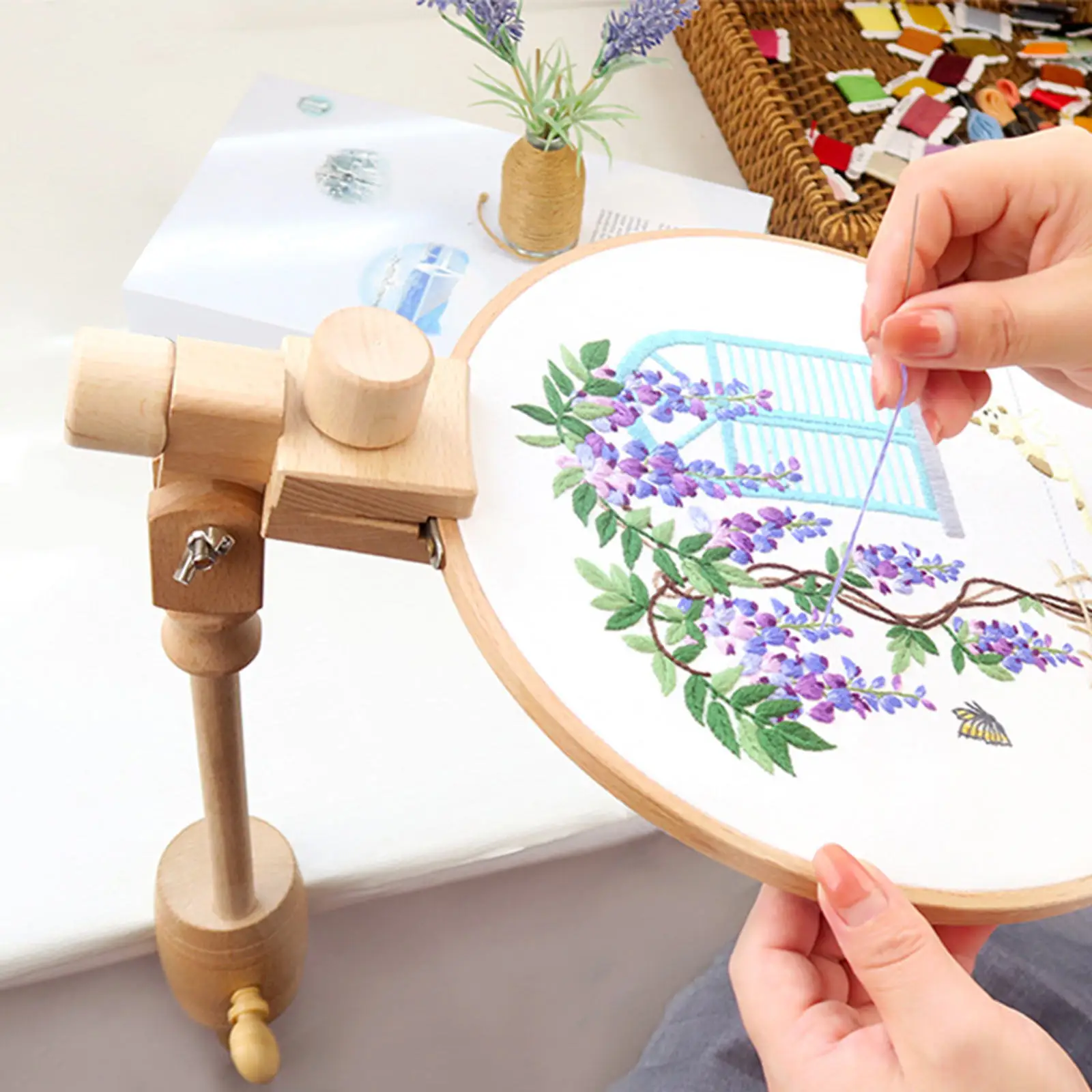 Embroidery-Stand-Lap-Wood-Table-Embroidery-Hoop-Cross-Stitch-Stitch ...