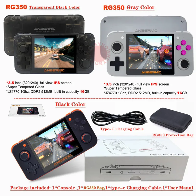 Новейшая система RG350 Linux Ретро игровая консоль 3,5 дюймов ips экран 10000+ игры в 16G+ 32G ...