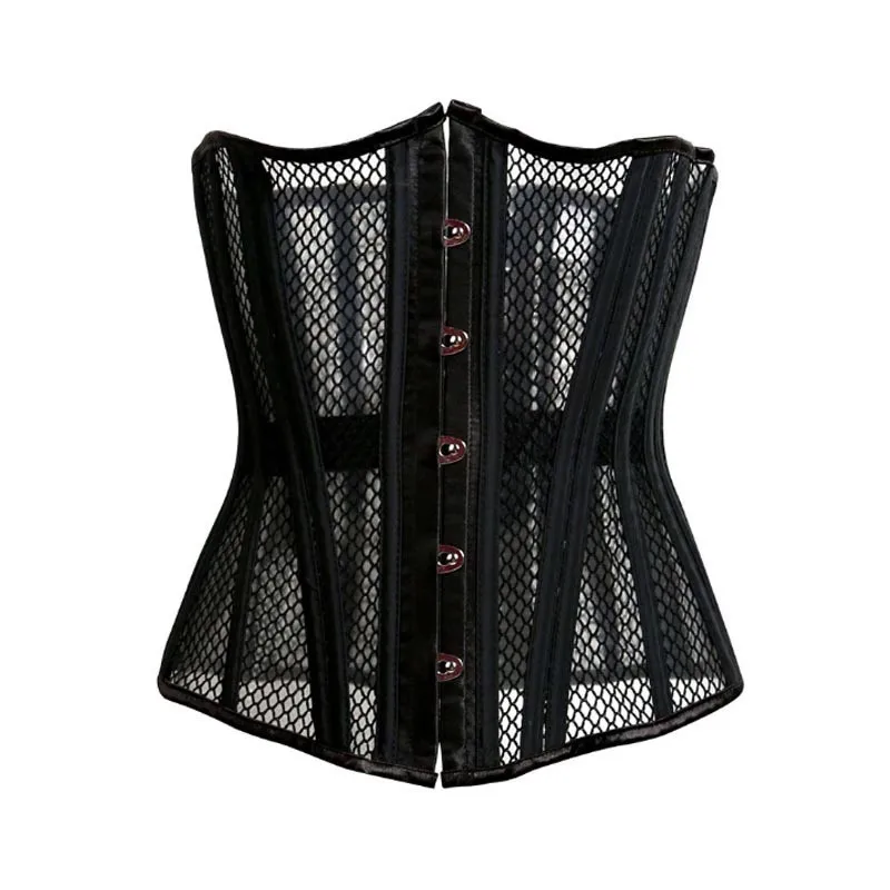 26 Steels Bone Black Breathable Mesh Corsets Sexy Women Bustier ...