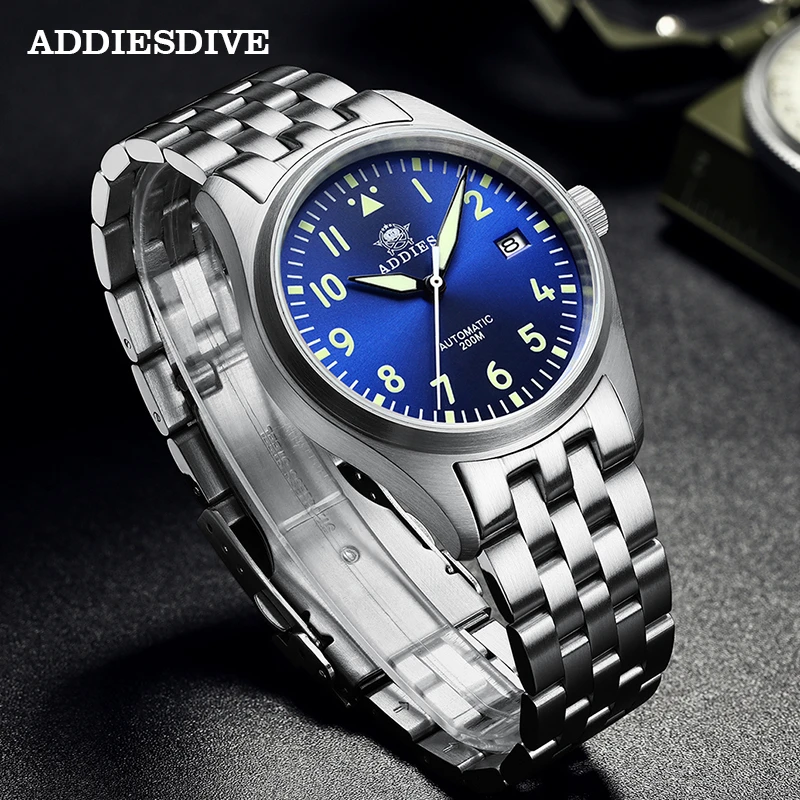 Addies Dive Pilot Watch Automatic Mechanical Diver Watch C3 Luminous ...