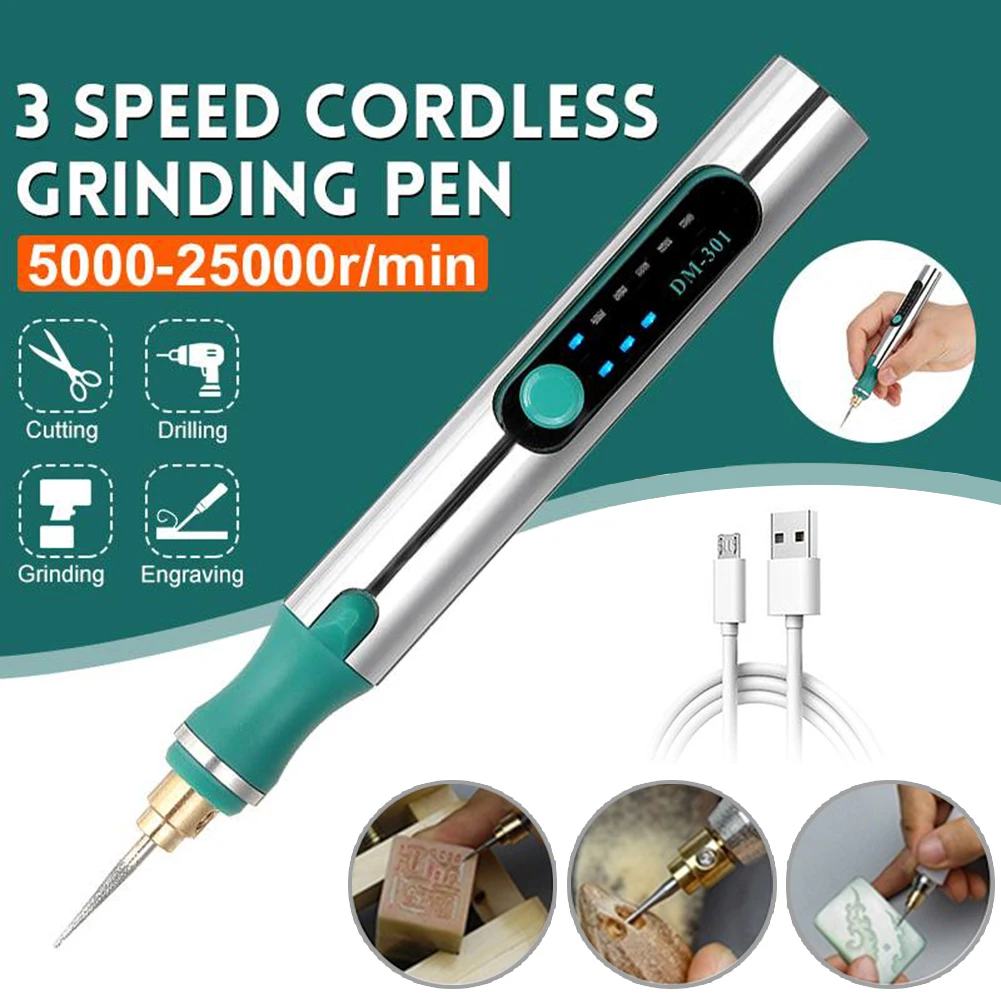 Mini Cordless Electric Engraving Pen 25W 5000 25000r/min DIY Grinder ...