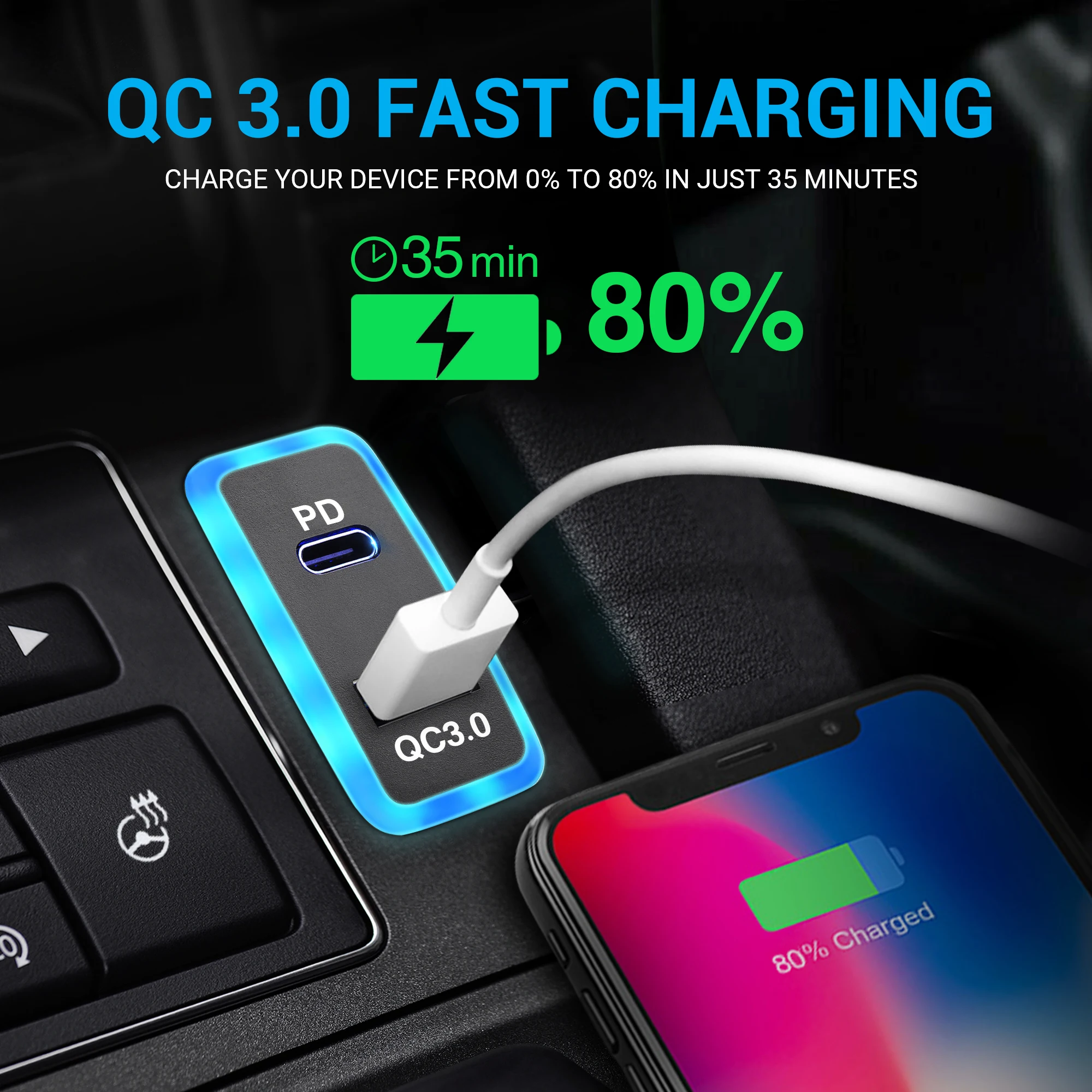 MICTUNING-USB-Car-Charger-For-Toyota-12V-24V-Dual-USB-Ports-QC3-0-PD ...
