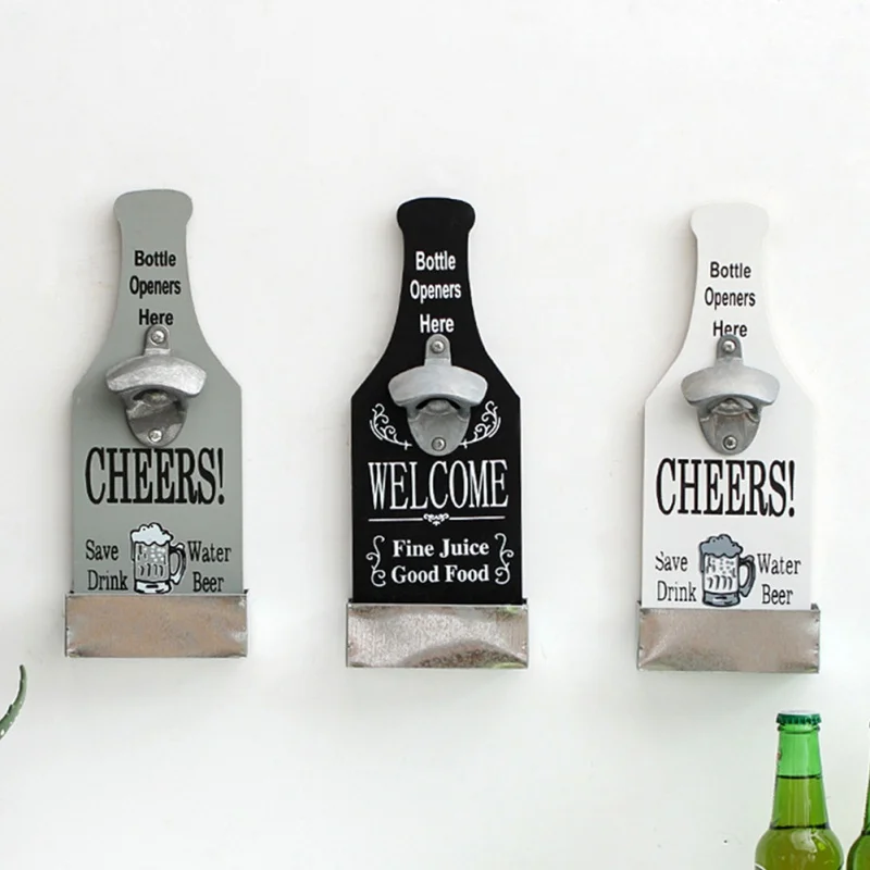 New Creative Wooden Wall Mounted Beer Bottle Opener Wine Bottle Opener ...