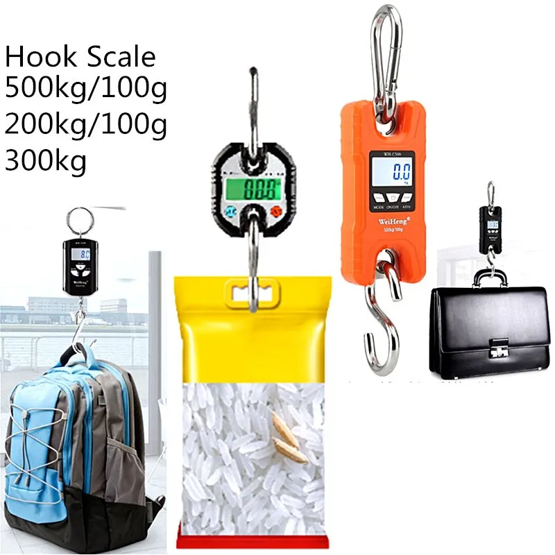 500/300/200/150kg Crane Scales Hook Scale Digital Steelyard Industrial ...