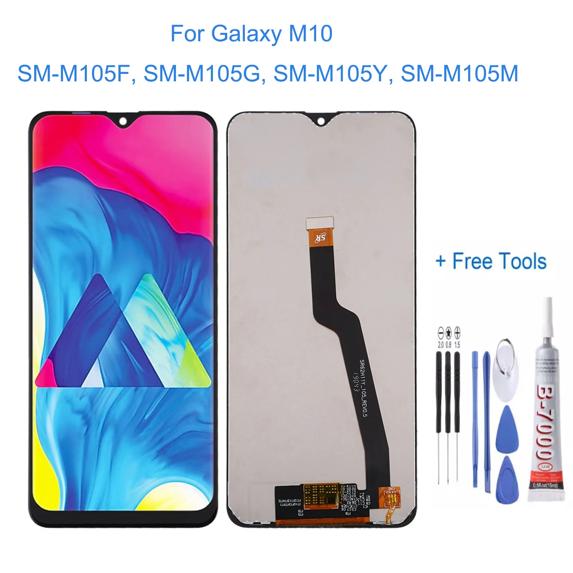 갤럭시 M10 SM M105F, SM M105G, SM M105Y, SM M105M 용 LCD 화면 및 디지타이저 전체 어셈블리 ...