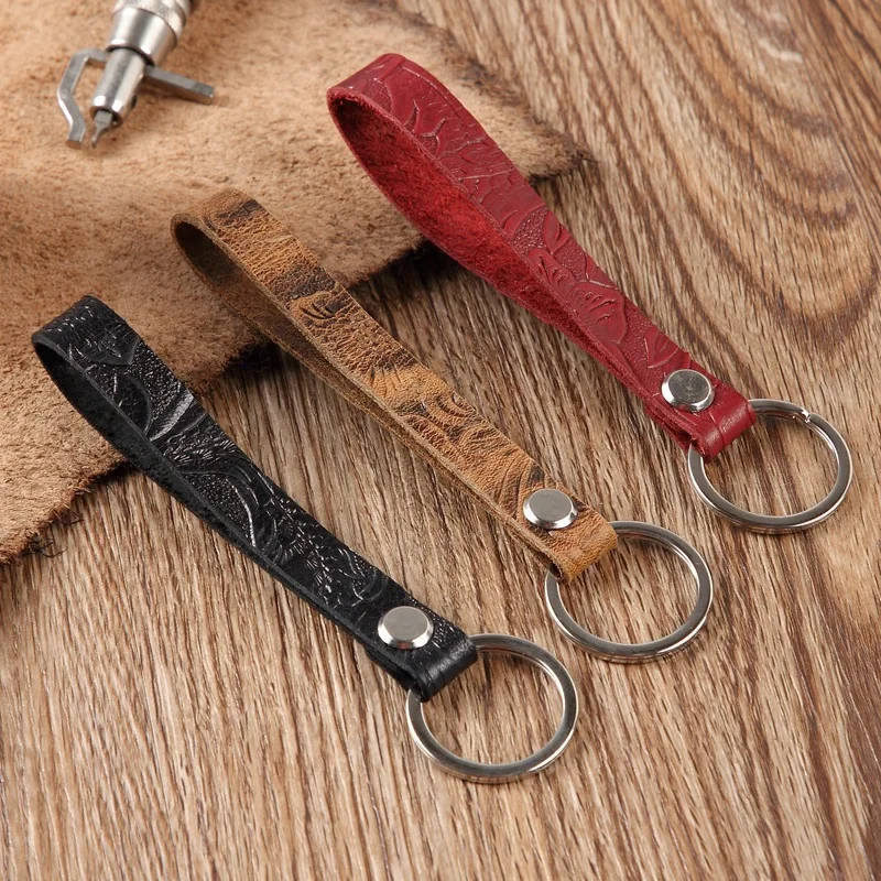 Unisex Genuine Leather Keyring Mens Wallet Keychain Simple Pocket Snap ...