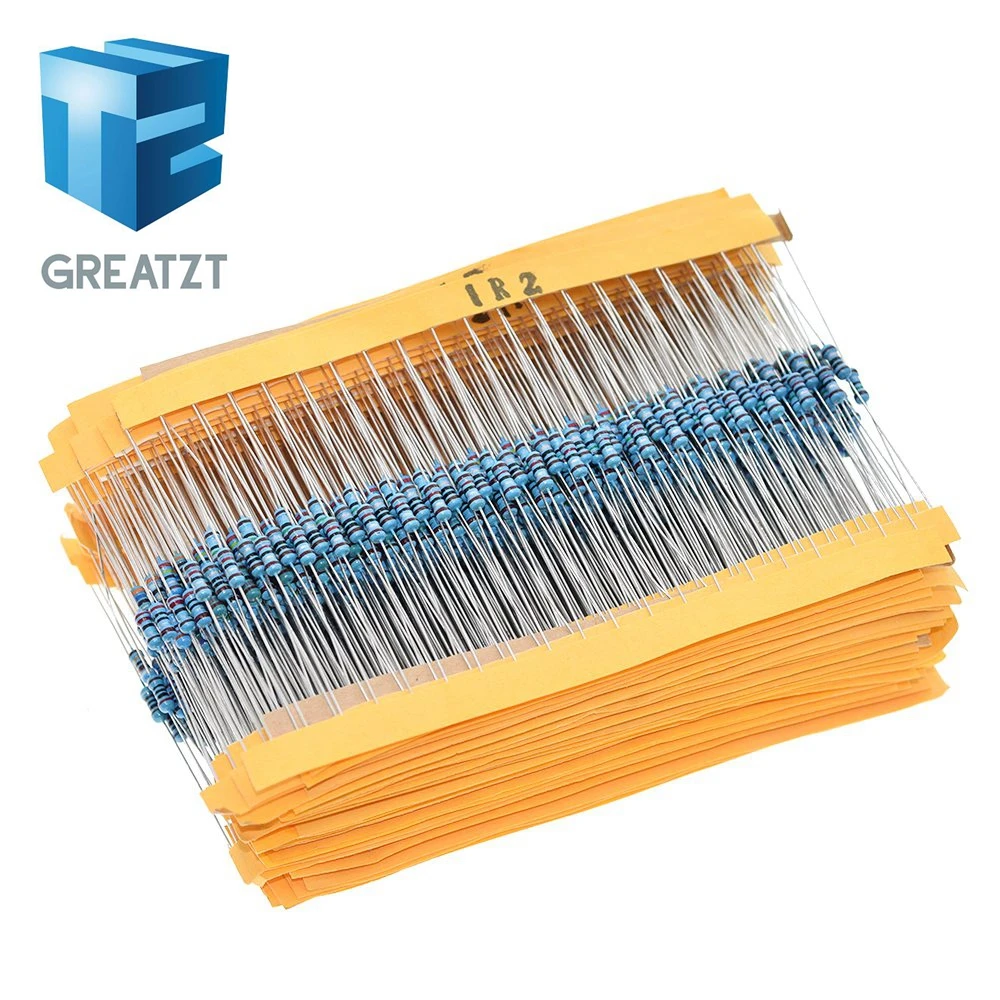 100pcs 1/4w 1r~22m 1% Metal Film Resistor 100r 220r 1k 1.5k 2.2k 4.7k ...