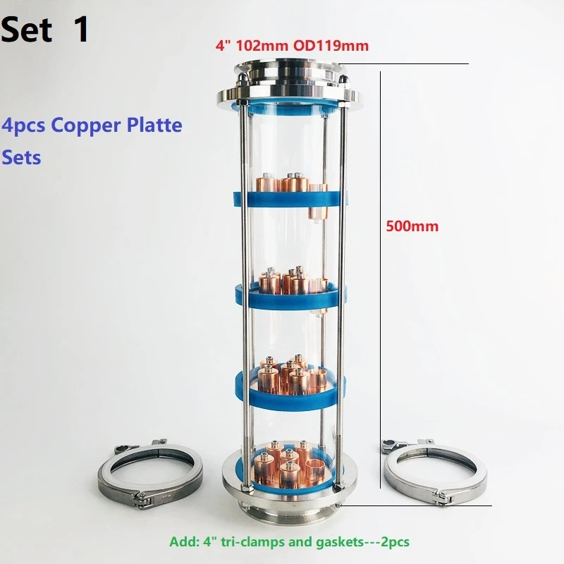 Free Shipping 4" Distillation Lens Column With 4pcs Copper Platte Sets ...
