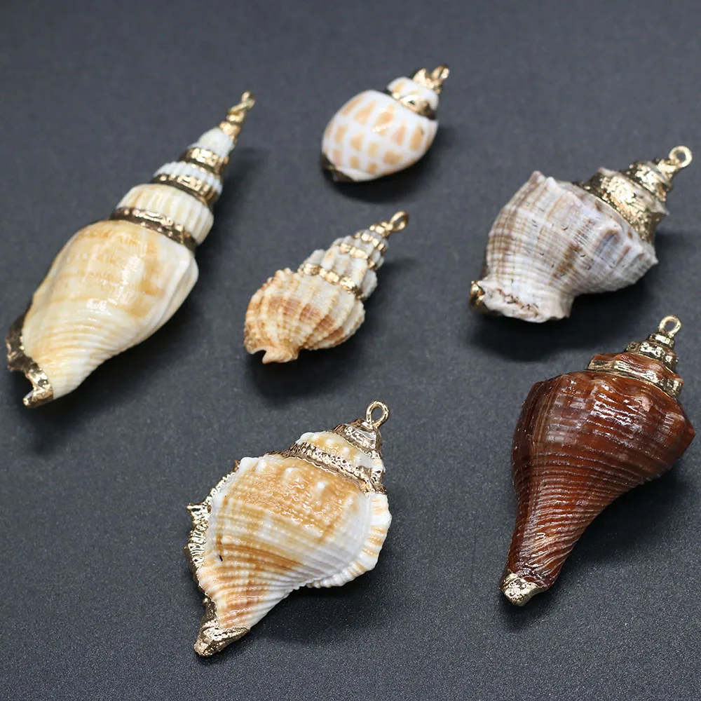 3Pcs-Conch-shaped-Pendant-Charms-For-DIY-Necklace-Handiwork-Sewing ...