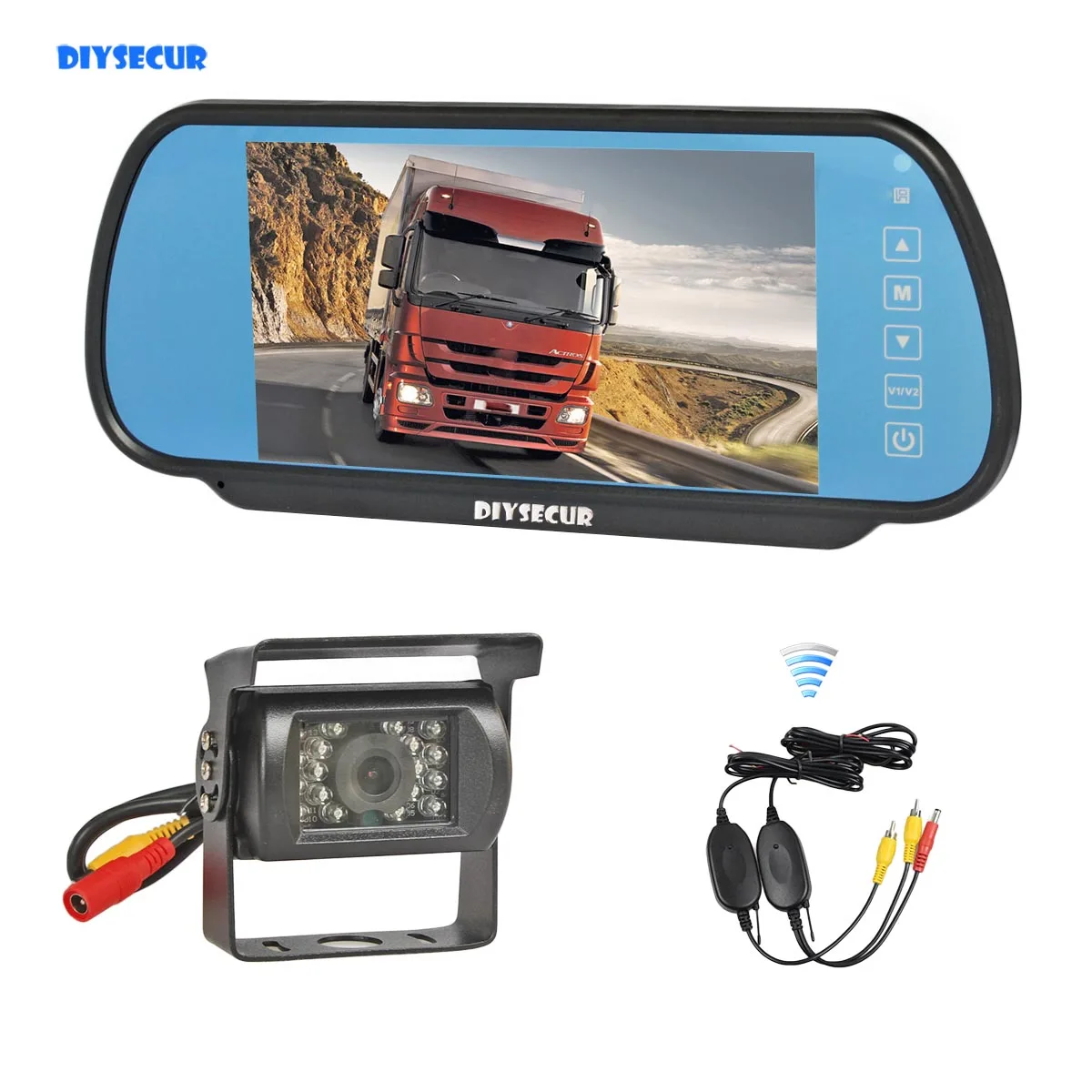 DIYSECUR Wireless 12VDC 7" HD Mirror Monitor Car Monitor Waterproof CCD ...