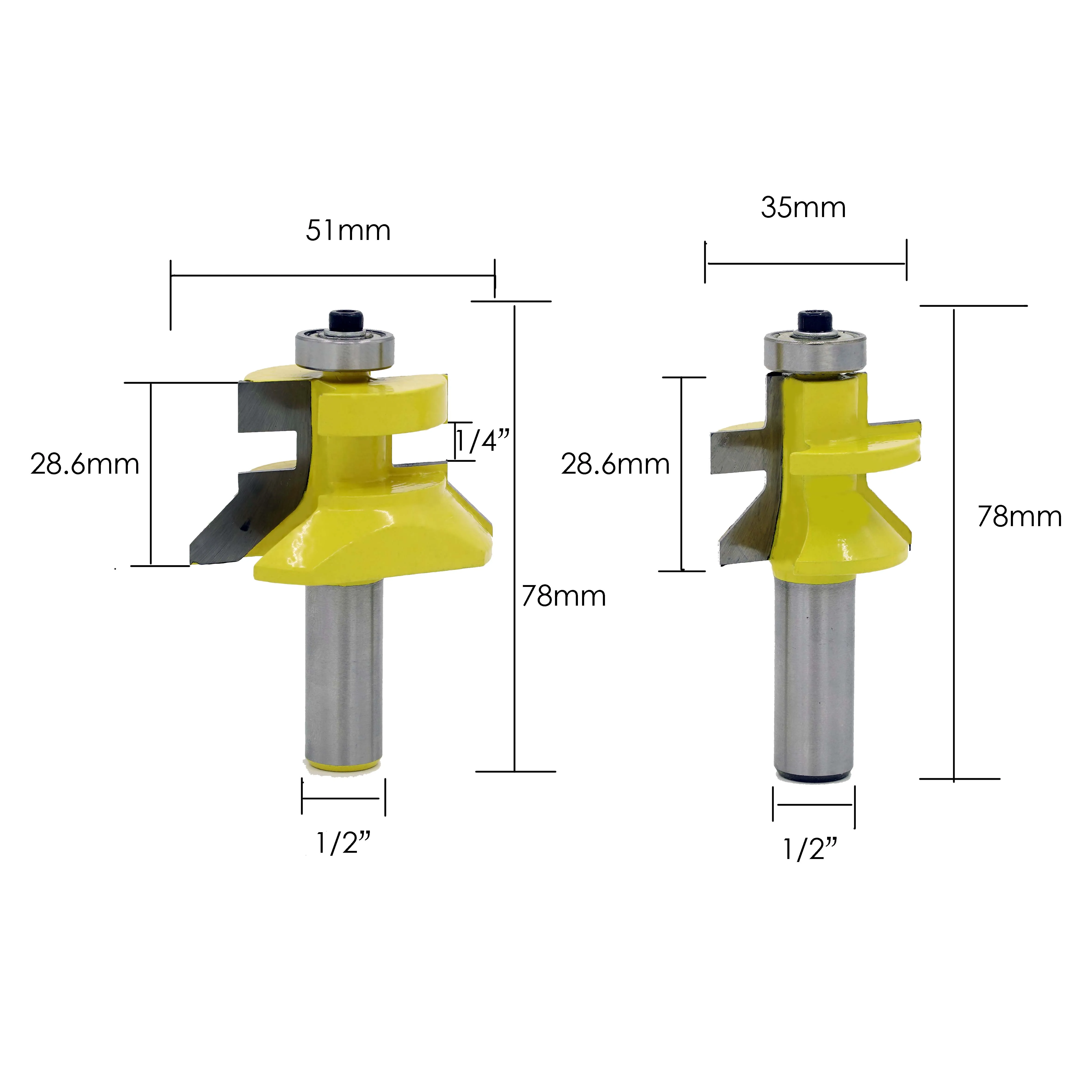 2pc 1/2" Shank V Groove & Matched Tongue Router Bit Set w/ premium ball ...