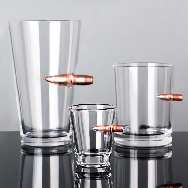 Creative Whisky Glass With Bullet Rum Bar Crystal Cup Studded Warhead ...