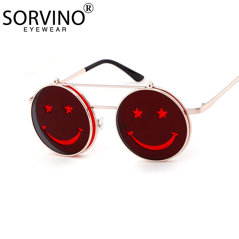SORVINO Retro Flip Up Round Steampunk Sunglasses 2020 Brand Men Women ...
