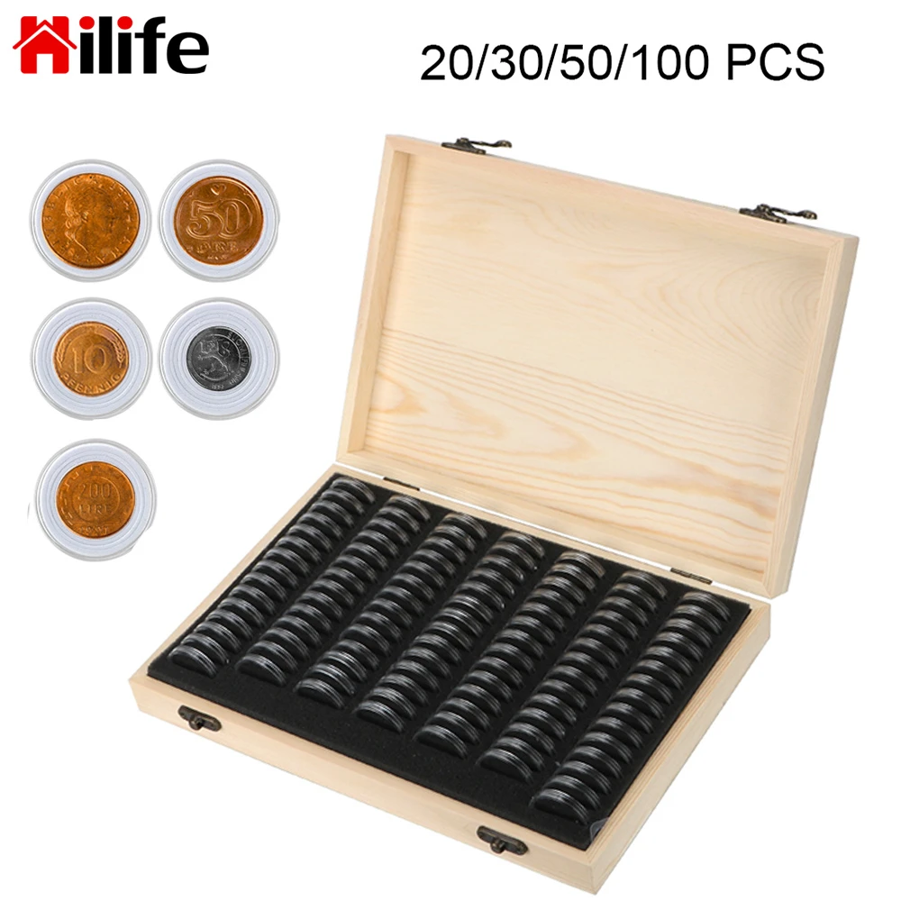 20/30/50/100/120pcs Coins Holder Storage Box Coin Collection Case With ...
