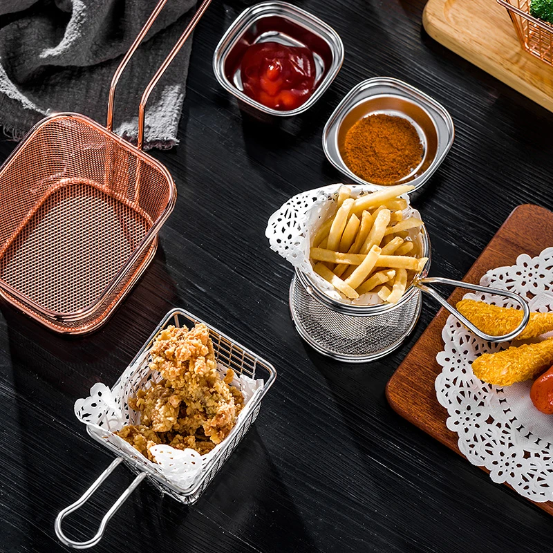 Mini stainless steel Fried basket commercial snack basket frame small ...