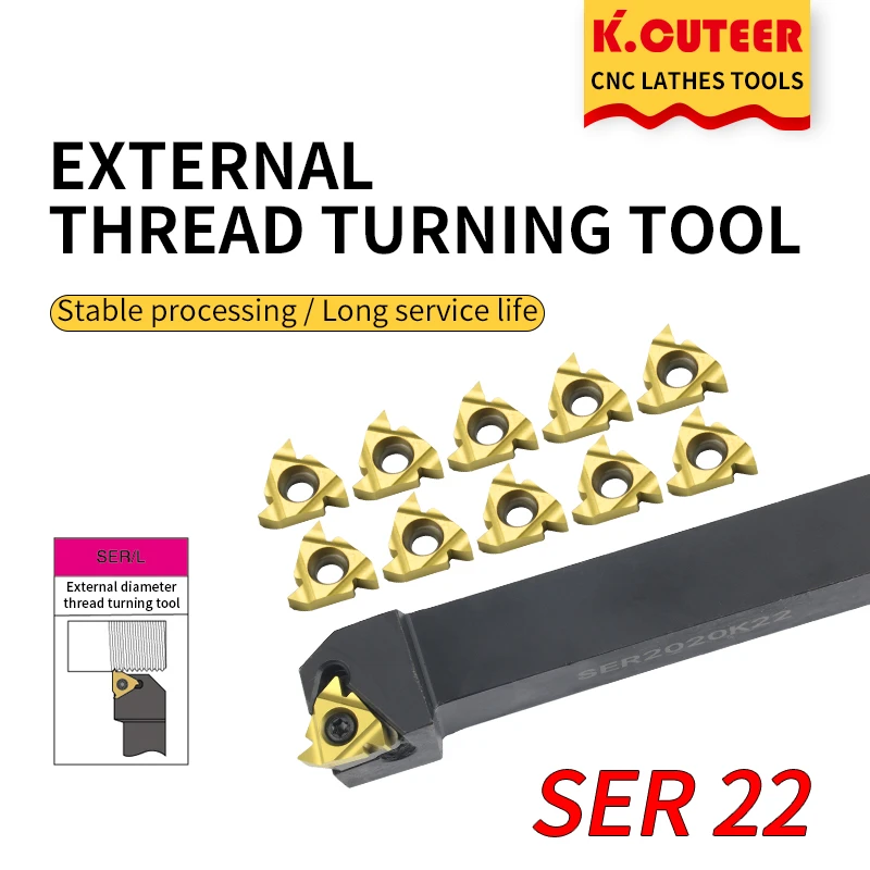1pc SER2020K22 SER2525M22 SER3232P22 External Thread Turning Tools ...