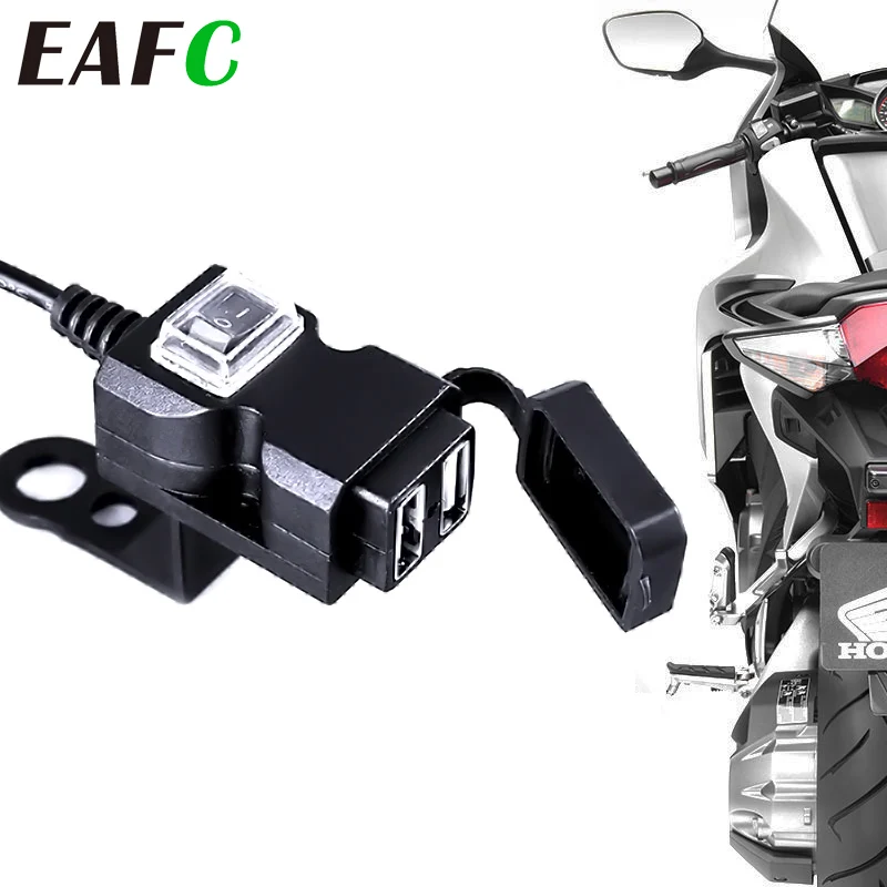Universal Waterproof 12v Motorcycle Motorbike Handlebar Dual Usb Socket ...