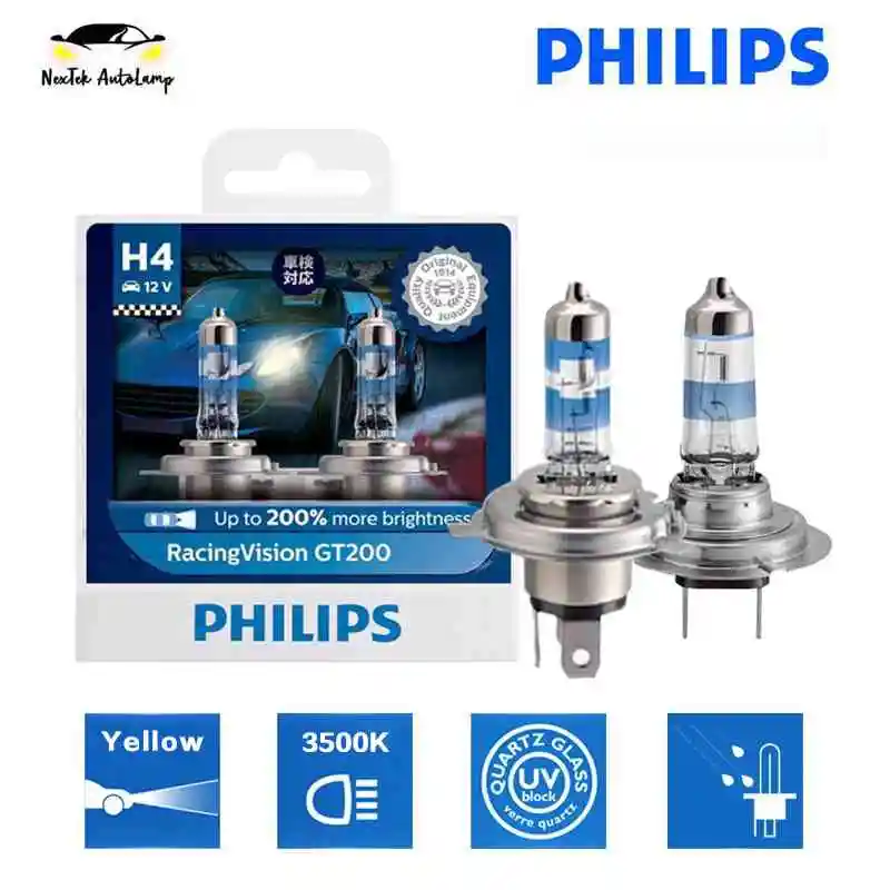 Philips Racing Vision GT200 H4 H7 3500K Araba Far Ampul Işık Halojen ...