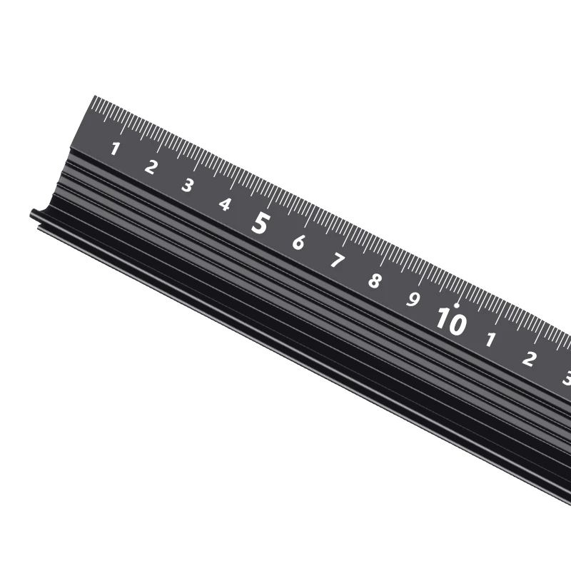 Protection-Cutting-Ruler-Aluminum-Alloy-12-inches-Black-Measuring-Tool ...