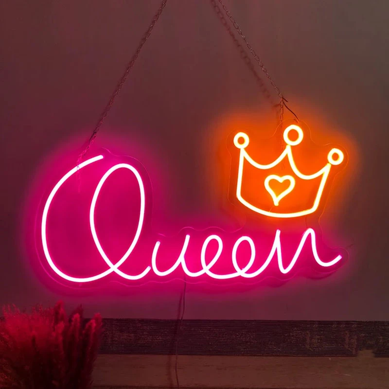 King Queen Crown Neon Sign For Bedroom Room Wall Neon Sign Teenager ...