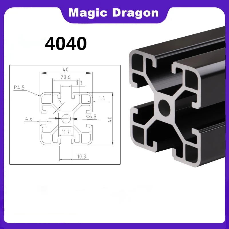 1pc Black 4040 European Standard Anodized Aluminum Profile Extrusion ...