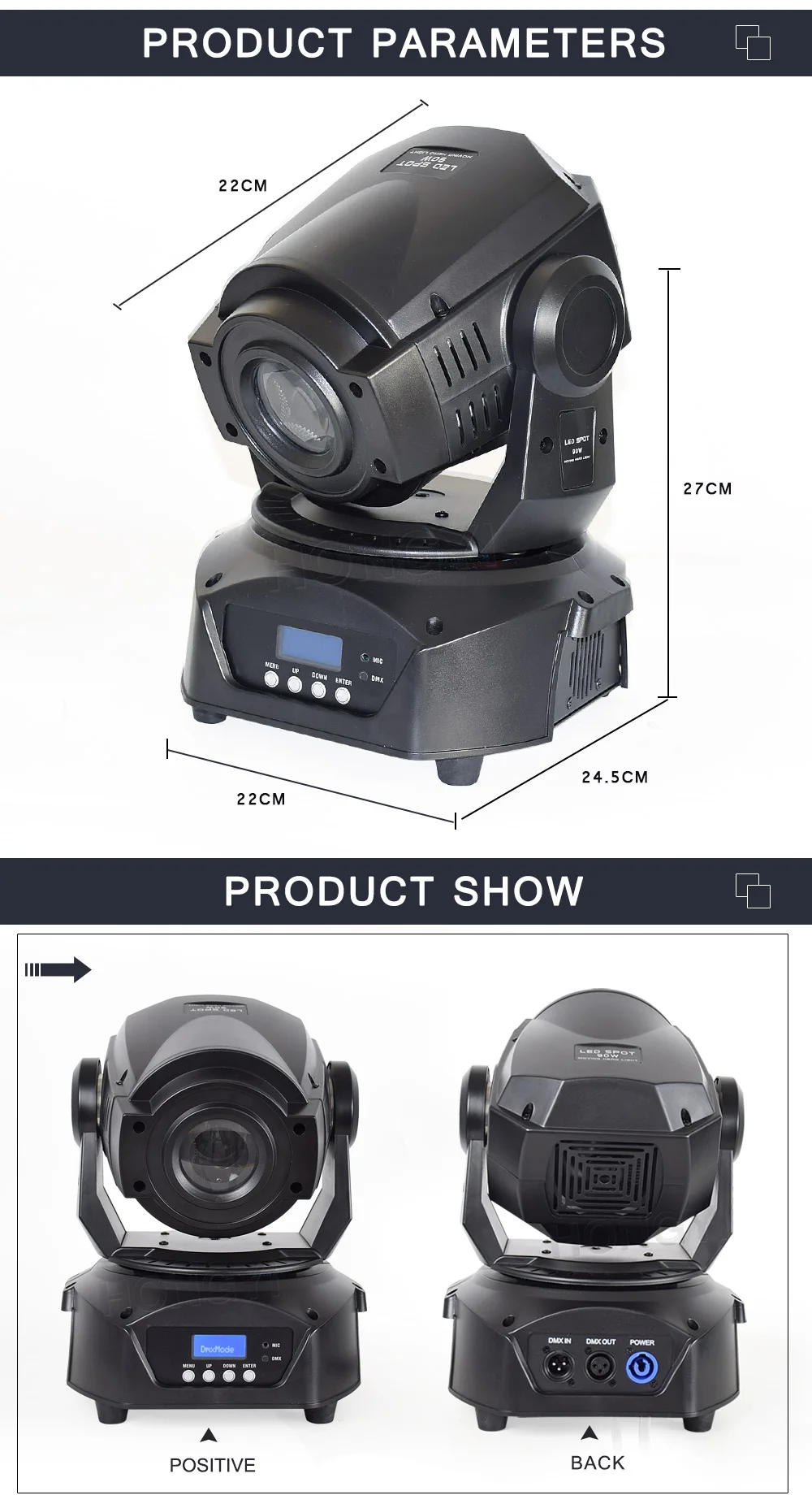 Lyre LED 90W Moving Head Stage Lighting Hi-Quality Spot Light With 3/6 ...