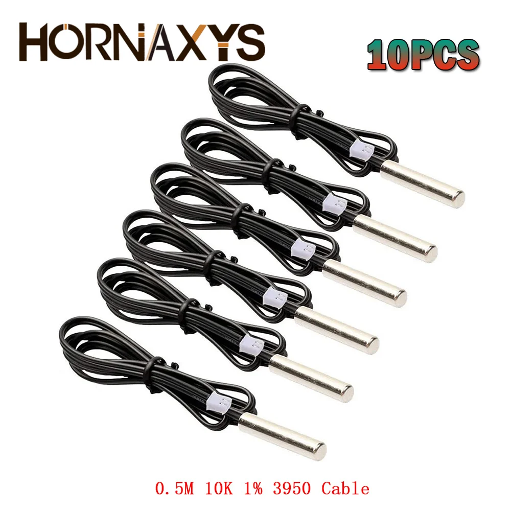 10pcs 0.5M NTC Thermistor Temperature Sensor Waterproof Probe Wire 10K ...