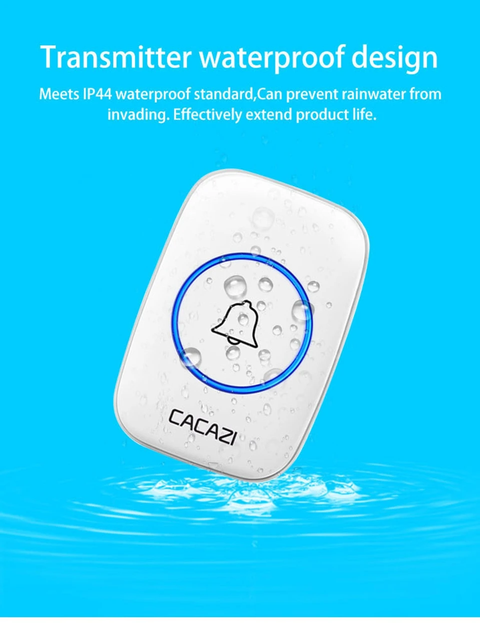 Sonnette - carillon,sonnette sans fil à piles cc,300M,batterie à ...