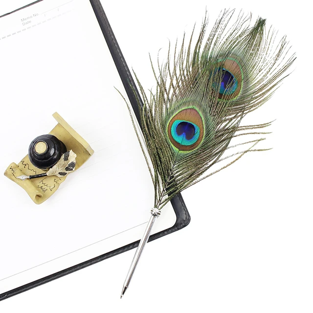 Peacock Feather Quill Pen