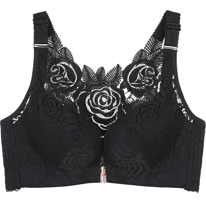 underwear women Front button rose bra Gather adjustment Underwireless ...