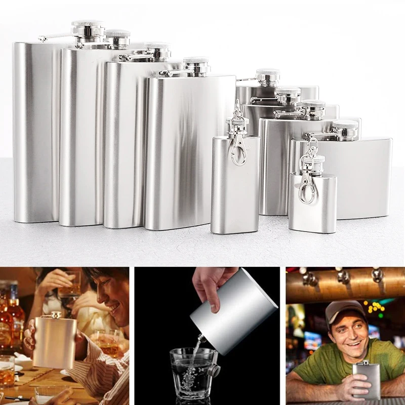 Stainless Steel Mini Hip Flask Flagon Portable Wine Whisky Alcohol Pot ...