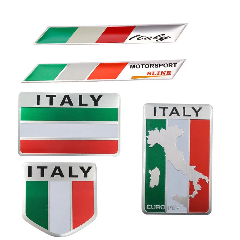 3d Aluminum Car Italian Italy Map National Flag Sticker Grill Emblem ...