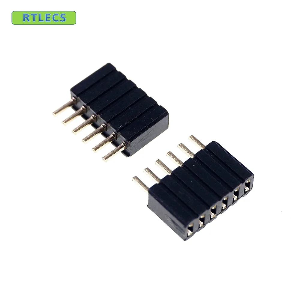 100pcs 1x6 P 6 Pin 1.27mm Pitch Pin Header Female Single Row Straight ...
