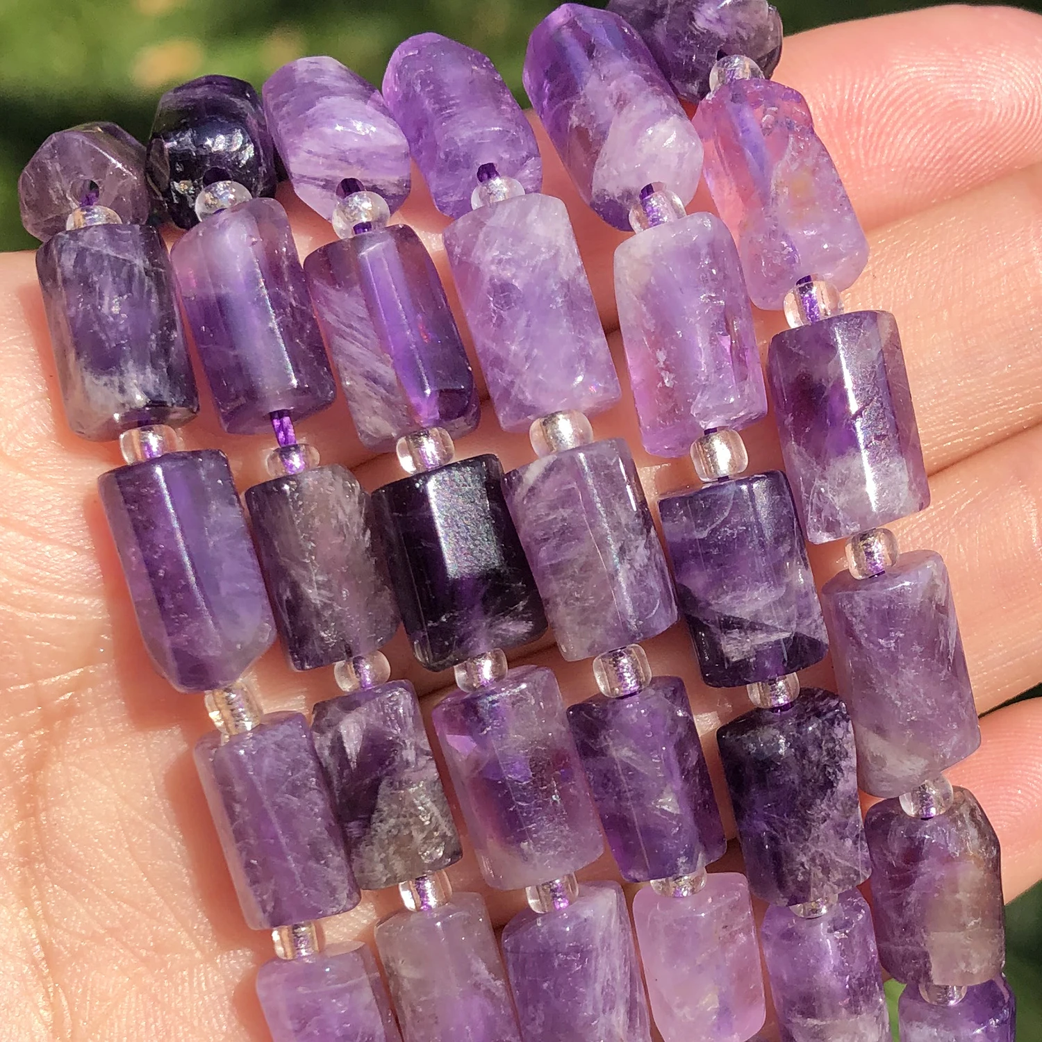 Natural-Faceted-Purple-Quartz-Crystal-Gem-Stone-Beads-Cylinder-Loose-Spacer-Beads-For-Jewelry ...