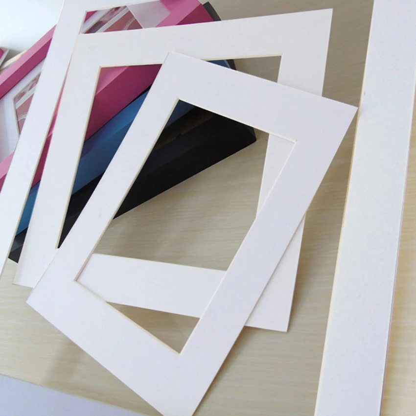 White Photo Mats Rectangle Paper Mounts For 6/7/8/10/16 inch A4 A3 ...