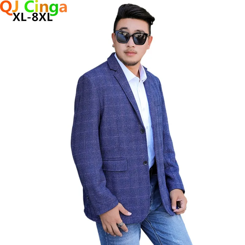8XL-Fat-Man-Plaid-Suit-Jacket-Suitable-for-60kg-140kg-Men-Blazers-Blue ...