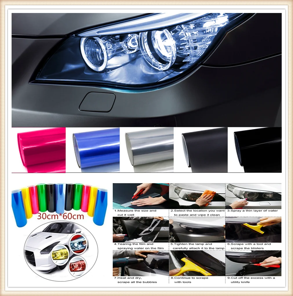 Car HeadLight Taillight Fog Light Decor Vinyl Film Sticker Decal for ...