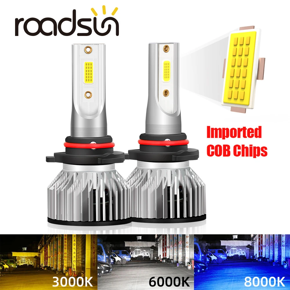 Roadsun 2pcs H4 H7 Led H1 H3 Car Lamp H11 H8 9005 Hb3 Led H13 9004 9007 9006 Hb4 Headlight Bulb ...