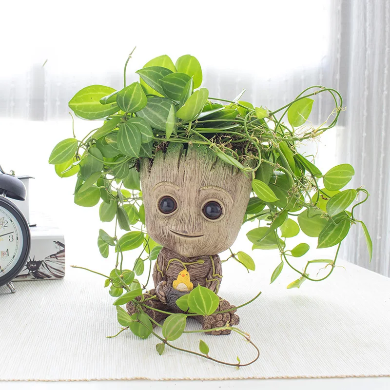 Baby Groot Doll Flower Pot Big Flower Pot Pen Holder PVC Hero Model ...