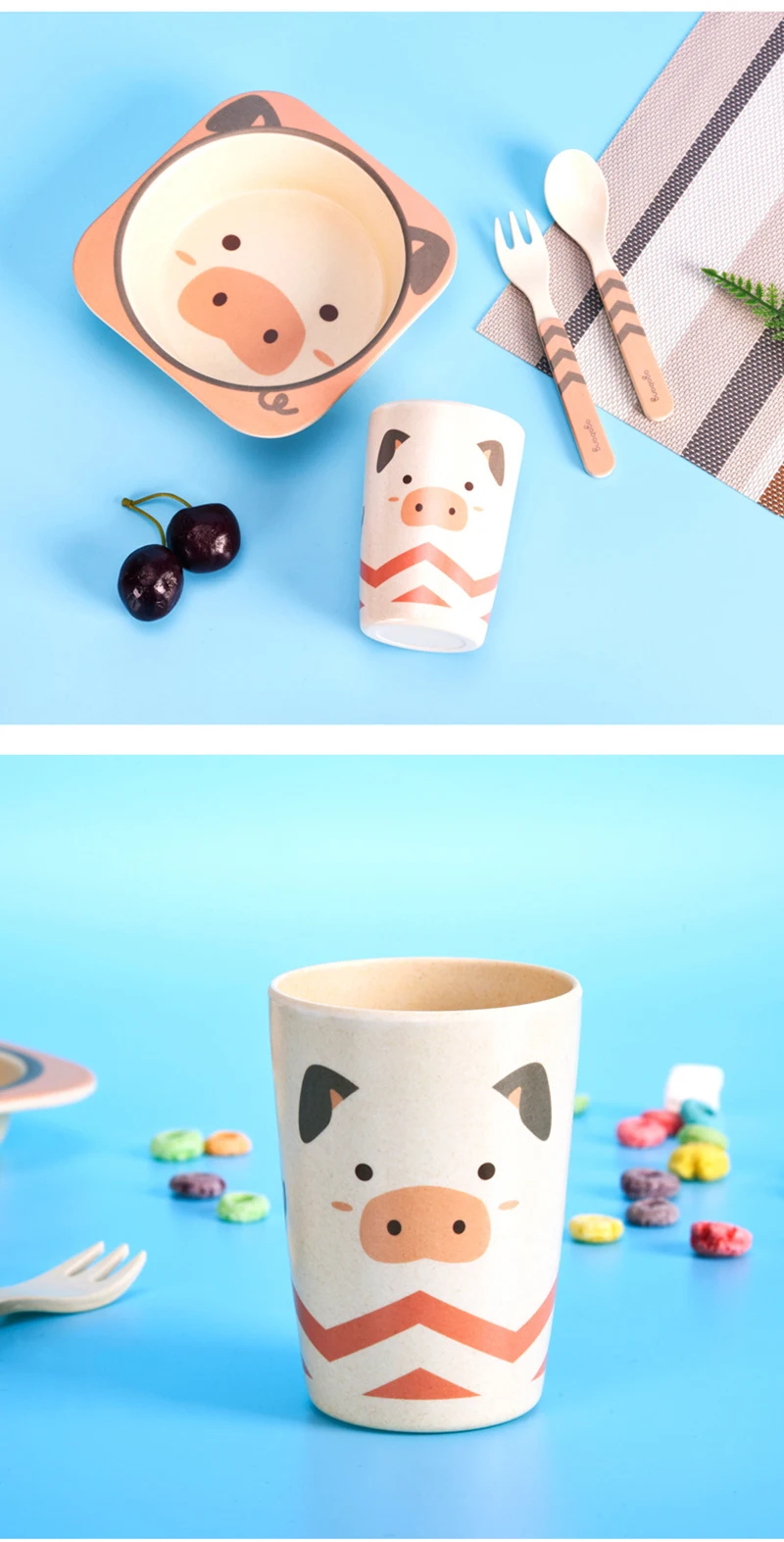 ASSIETTE - PLATEAU REPAS,jaune clair--plats pour enfants, plats pour jeux, fourchette, tasse de ...