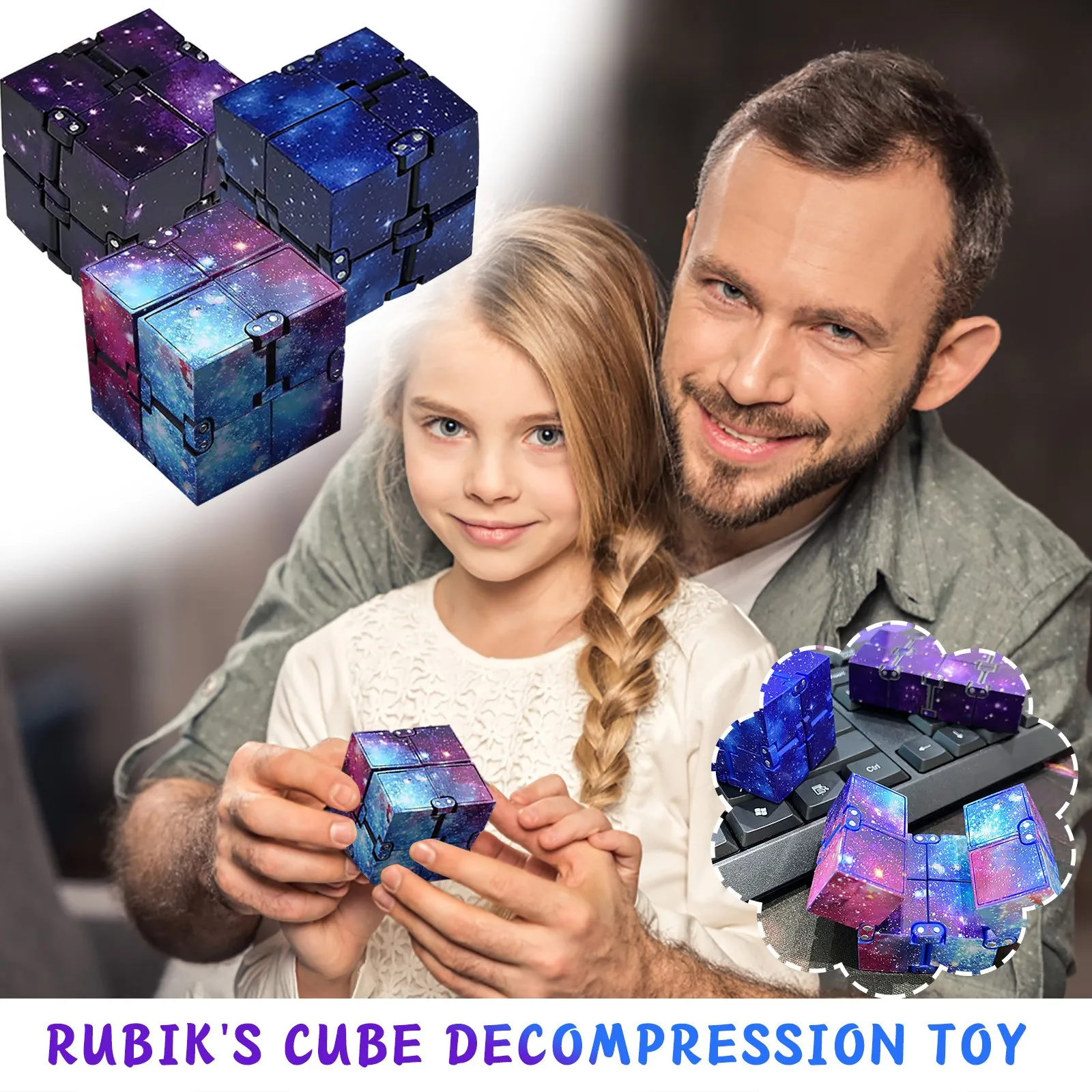 Autism Anti Stress Relief Creative Infinite Cube Magic Cube Office Flip ...