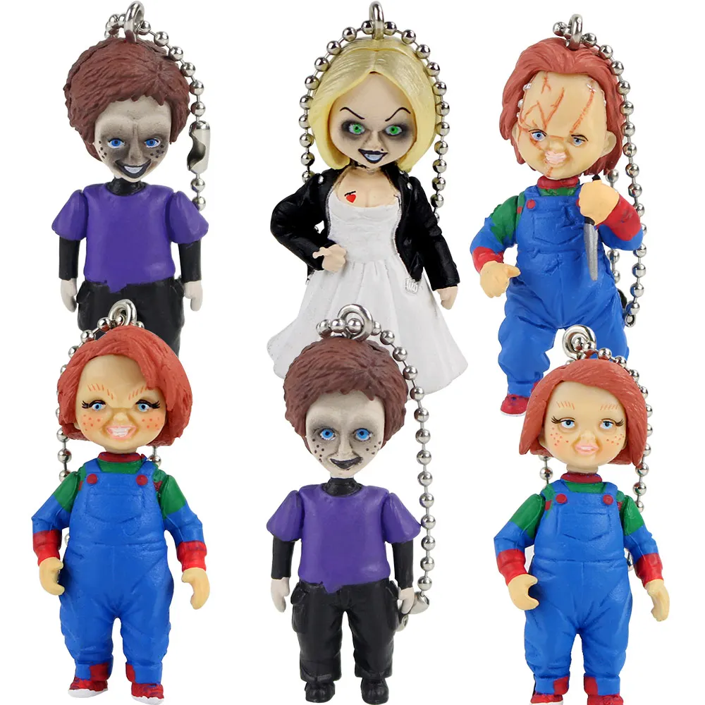 6pcs/set 5.5cm Horror Movie Chucky Keychains Bride Of Chucky Toys ...