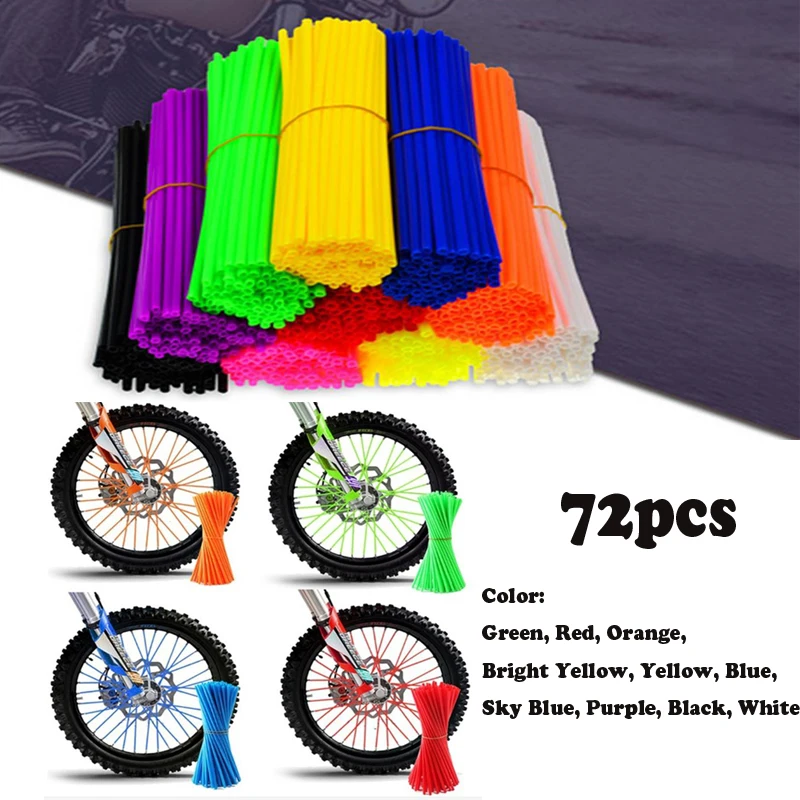 New-Motorcycle-72Pcs-Wheel-Rim-Spoke-Wrap-Kit-Skin-Cover-For-Motocross ...
