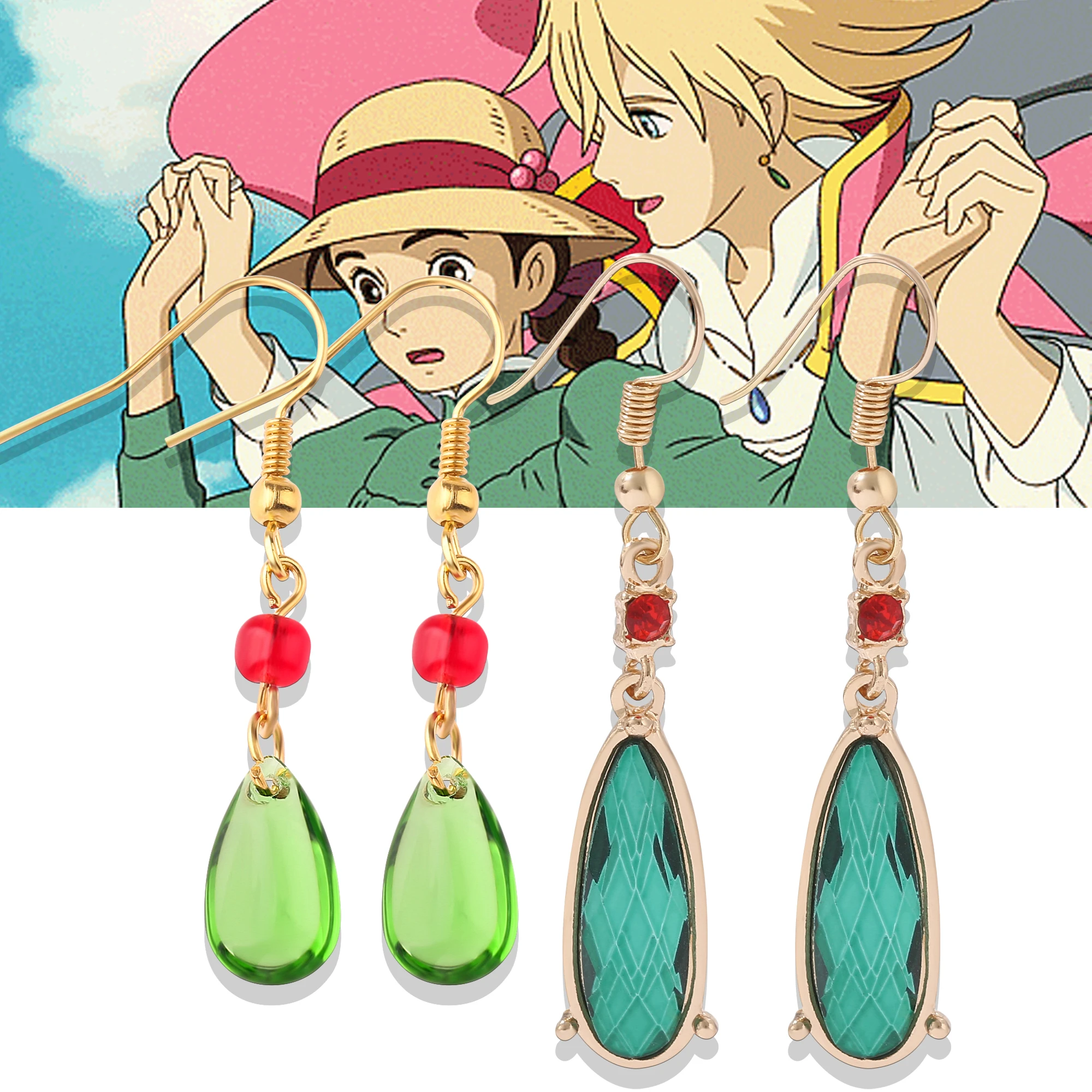 Miyazaki Hayao Anime Earring Moving Castle Howl Jewelry Crystal Stone ...