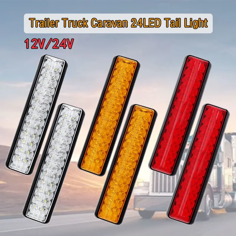2x Truck Lorry Caravan Tail Lights 12V / 24V Amber White Red Led Turn ...