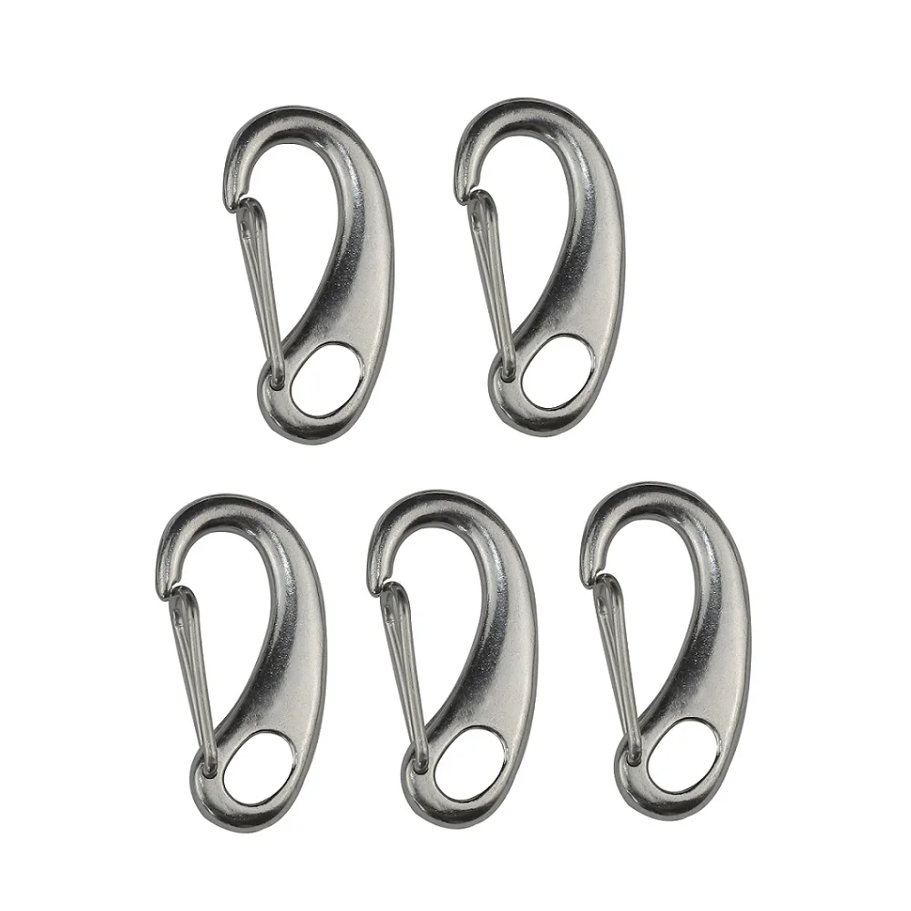 5PCS 304 Stainless Steel Egg Shape Spring Gate Snap Hook Lock 40mm 50mm ...