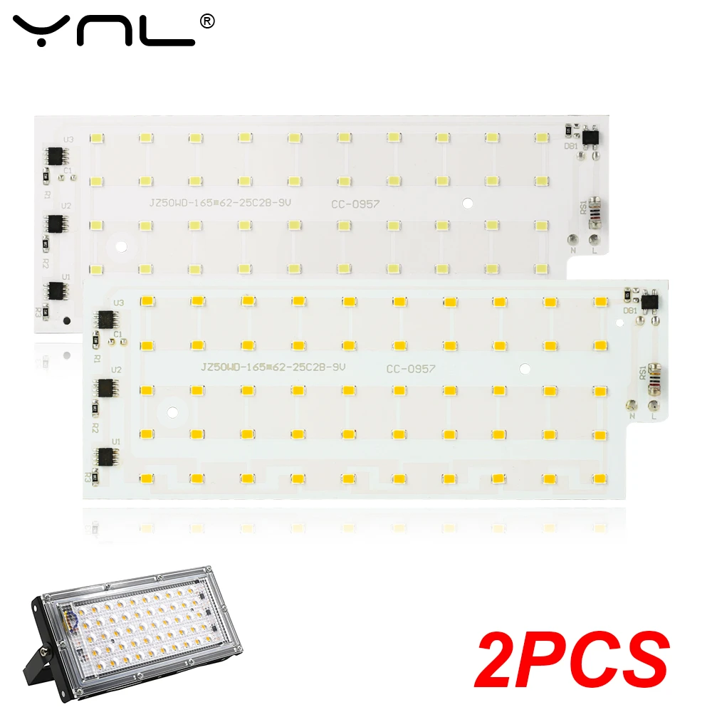 2pcs/lot 50w Led Chip Flood Light Ac 220v 240v Smd 2835 Floodlight ...