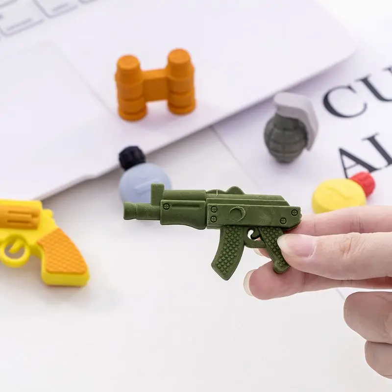 3pcs/set Creative Weapons Pistol Shape Pencil Rubber Eraser Correction ...