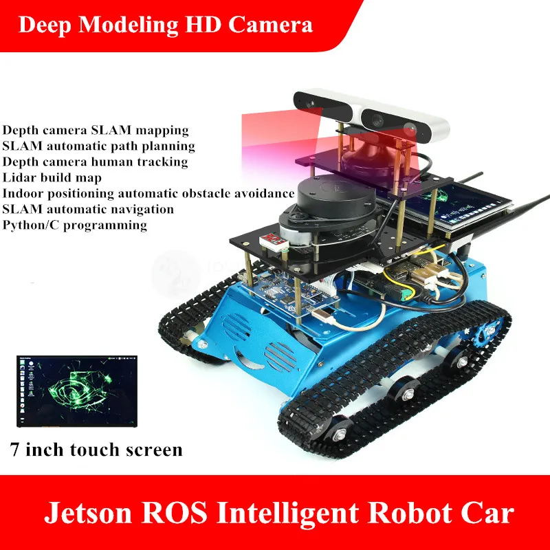 JETSON ROS Robot Kit Intelligent Track Trolley Slam Radar Navigation ...